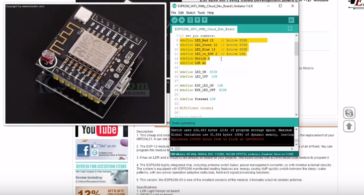 ESP8266 Serial WiFi Witty Cloud Development Board | ESP-12F Mini Wifi Module